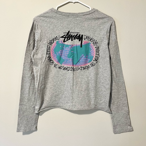 Stussy | Tops | Stussy Graphic Long Sleeve Crop Top | Poshmark
